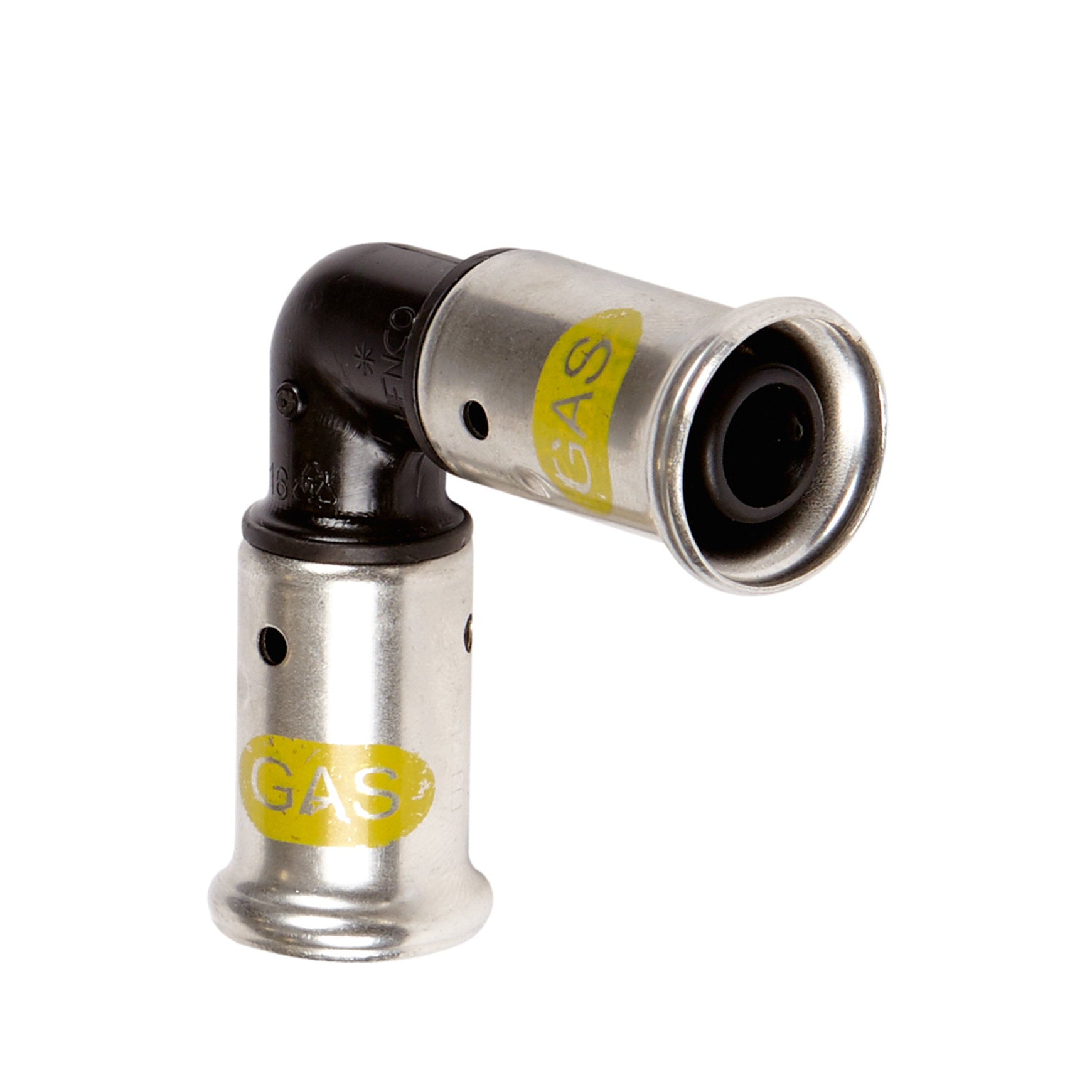 Henco elbow 90°, gas, PVDF, SS, 2x press, type 1PKG, hnbr, 10 bar, 20 ...