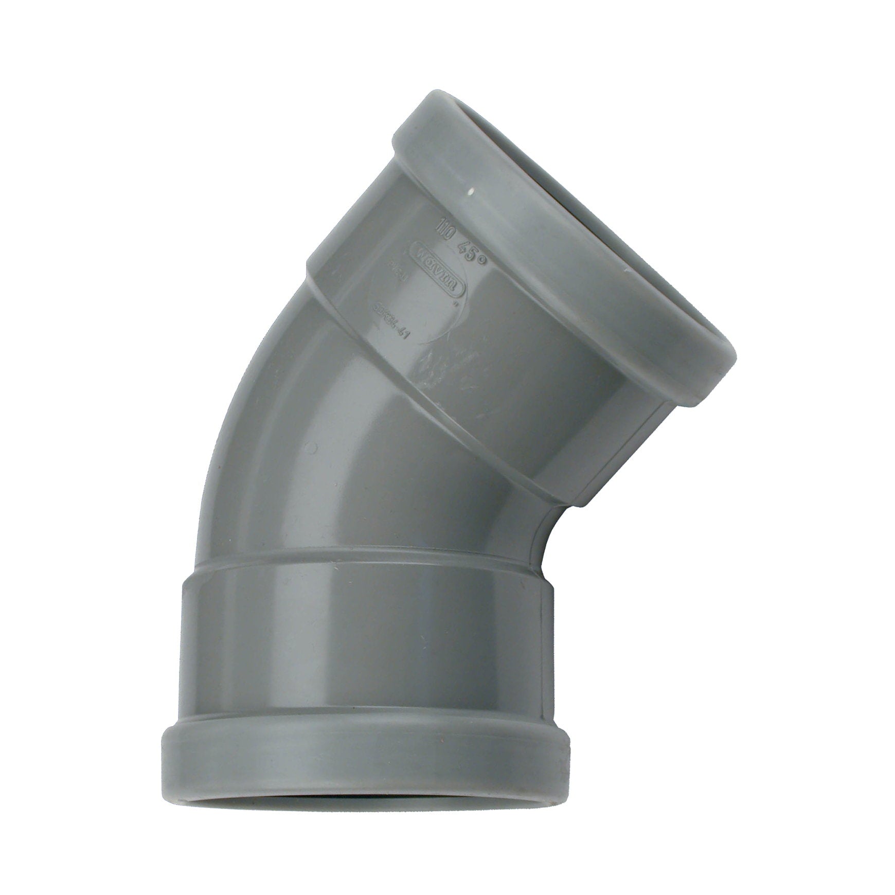 Wavin bend 45°, PVC, 2x cuff, KOMO, SN8, 110 mm – Wildkamp Curaçao