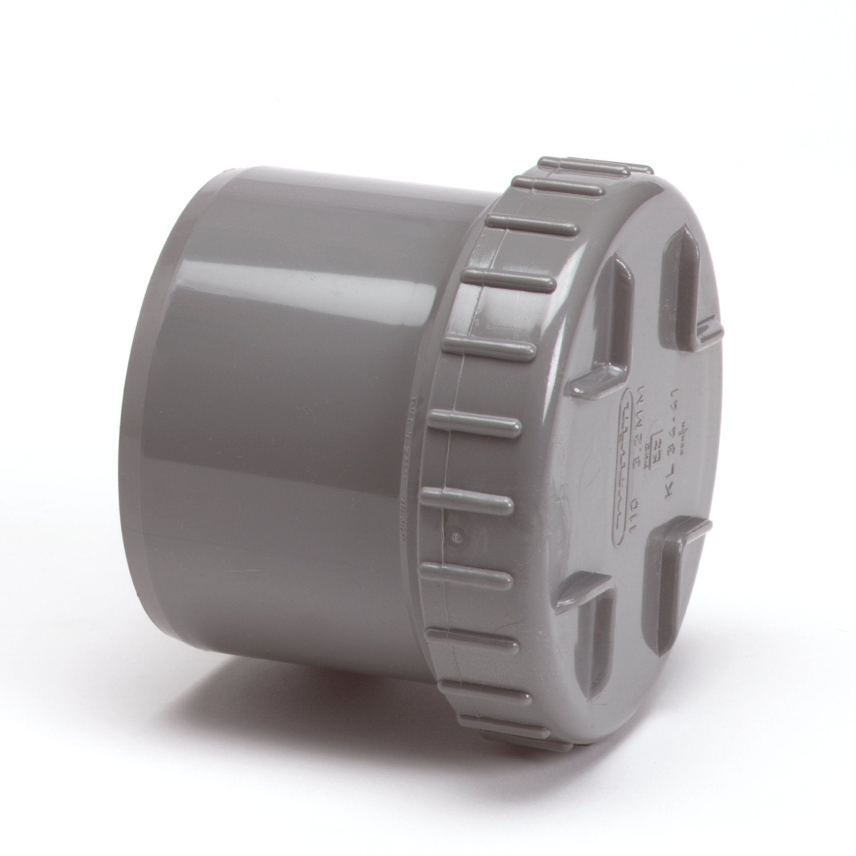 Wavin end piece with screw cap, PVC, 1x external adhesive, gray, KOMO ...